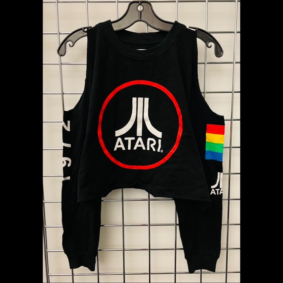 atari | Tops | Ultra Rare Atari Cut Out Sleeve Crop Top Medium | Poshmark